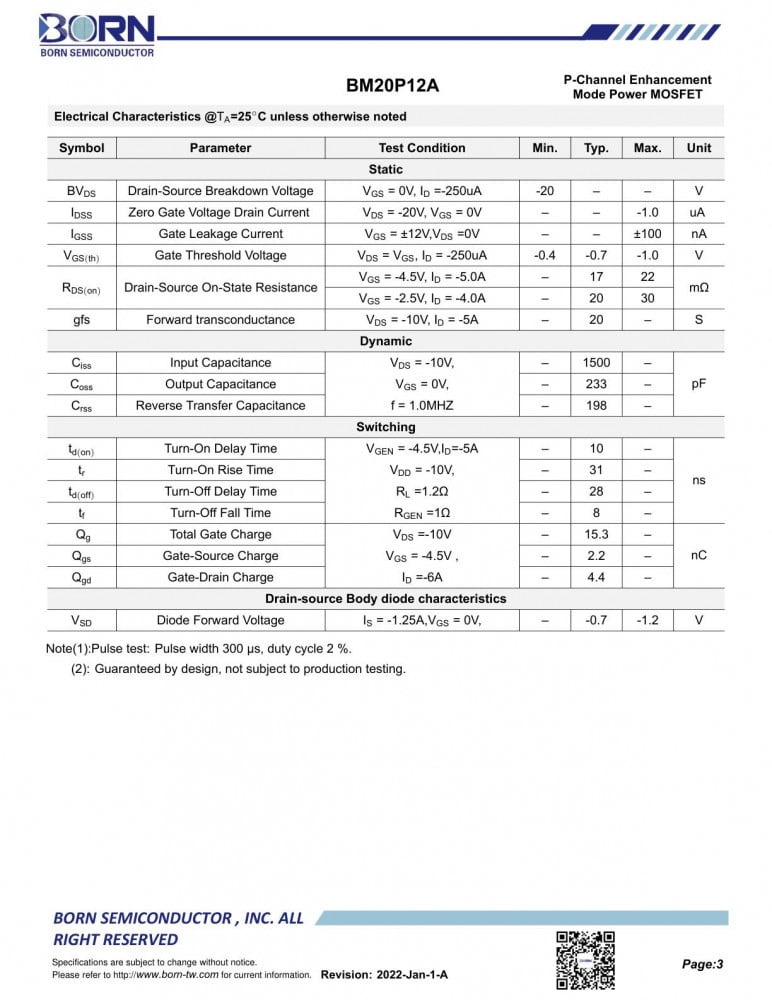 BM20P12A datasheet page 3