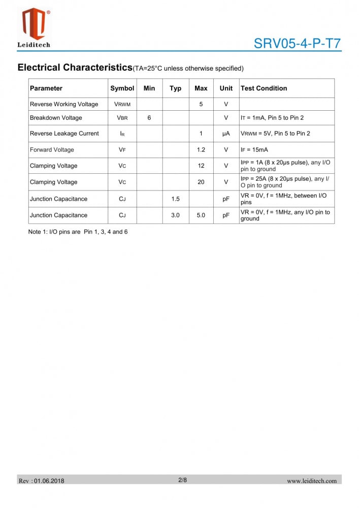 SRV05-4-P-T7 datasheet page 2