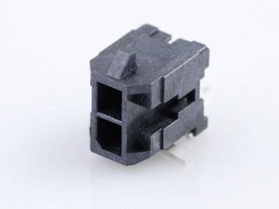 Micro-Fit 3.0 Vertical Header, 3.00mm Pitch, Dual Row, 10 Circuits, Straight Tail, with PCB Polarizing Peg, 0.38µm Gold Plating, Glow-Wire Capable, Black, Tape and Reel, with Pick and Place Cap