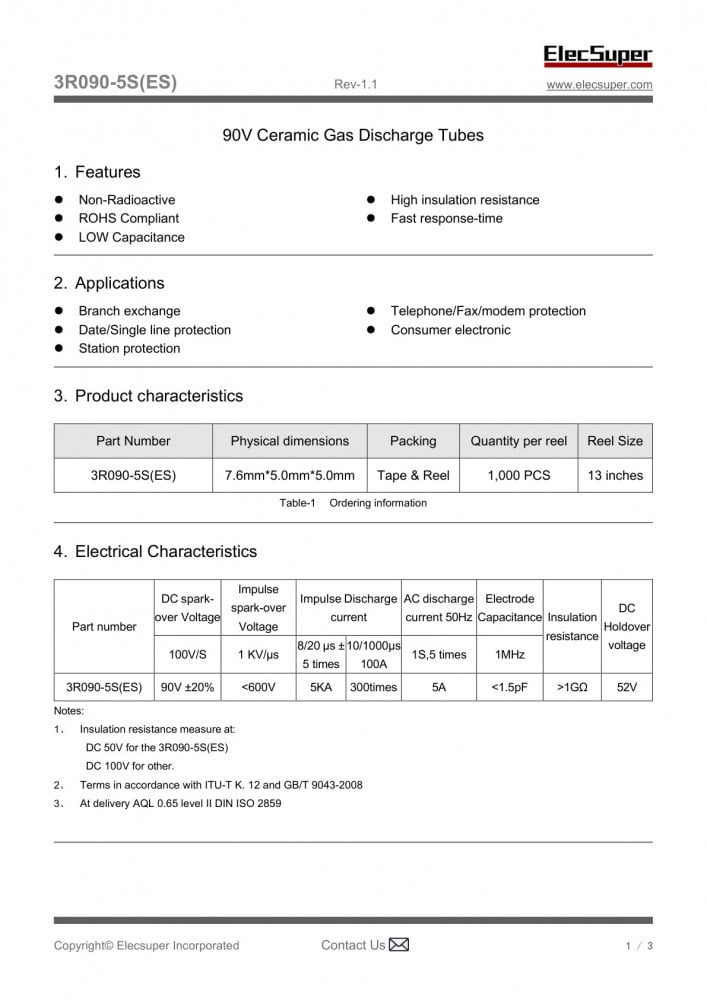 3R090-5S(ES) technical document page 1