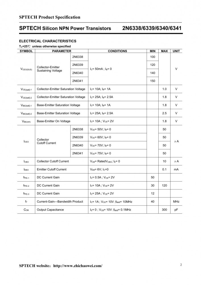 SPTECH 2N6338 datasheet page 2
