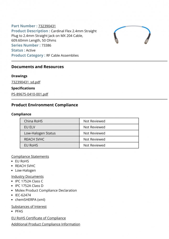 MOLEX 732390431 technical document preview, page 1