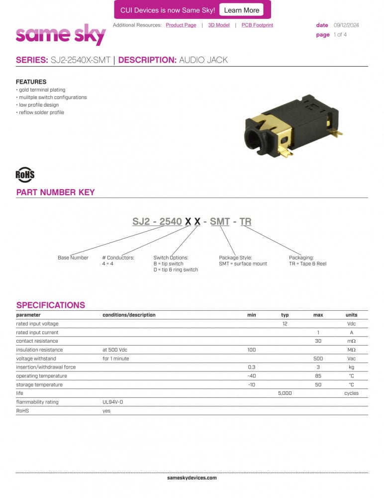 SJ2-25404C-SMT-TR datasheet page 1
