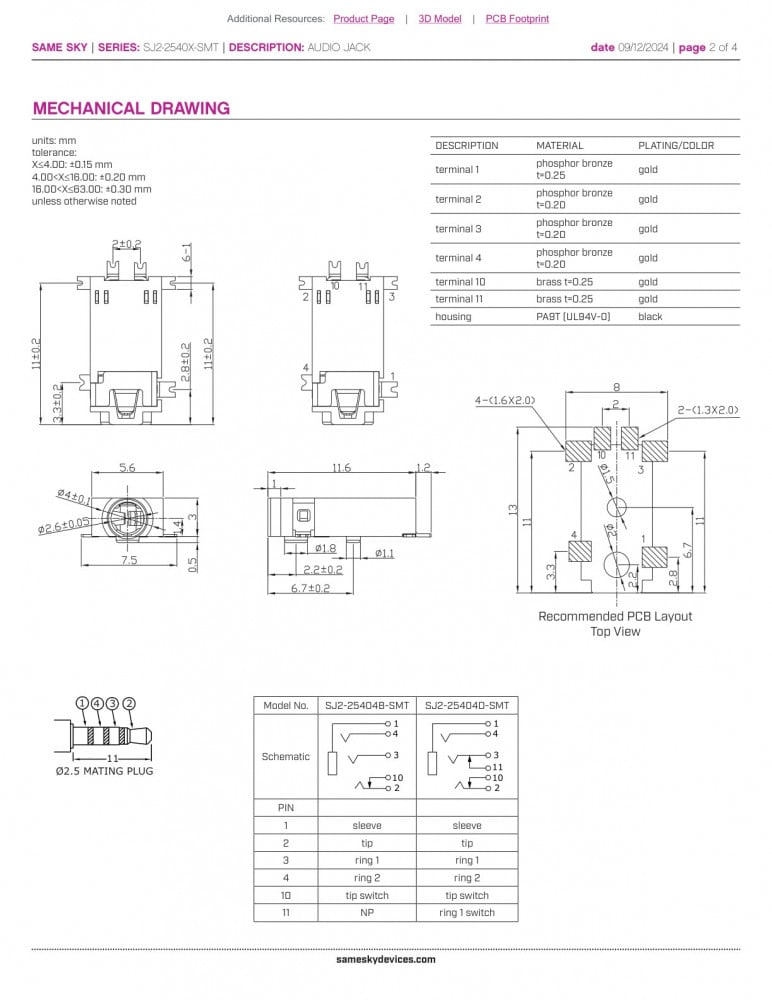SJ2-25404C-SMT-TR datasheet page 2