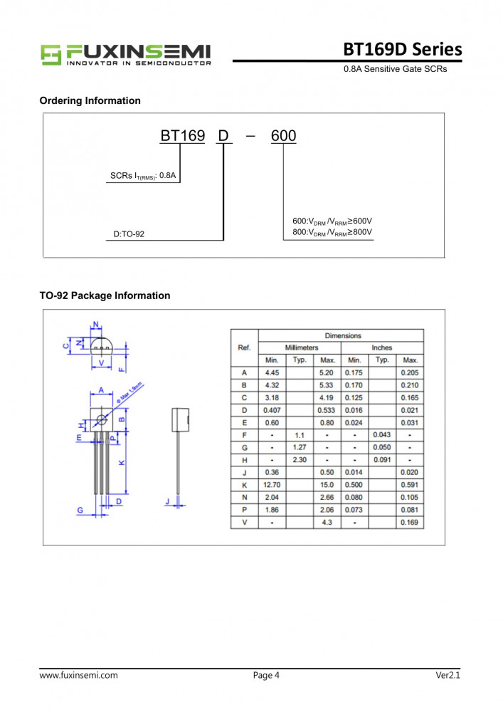BT169D datasheet page 4