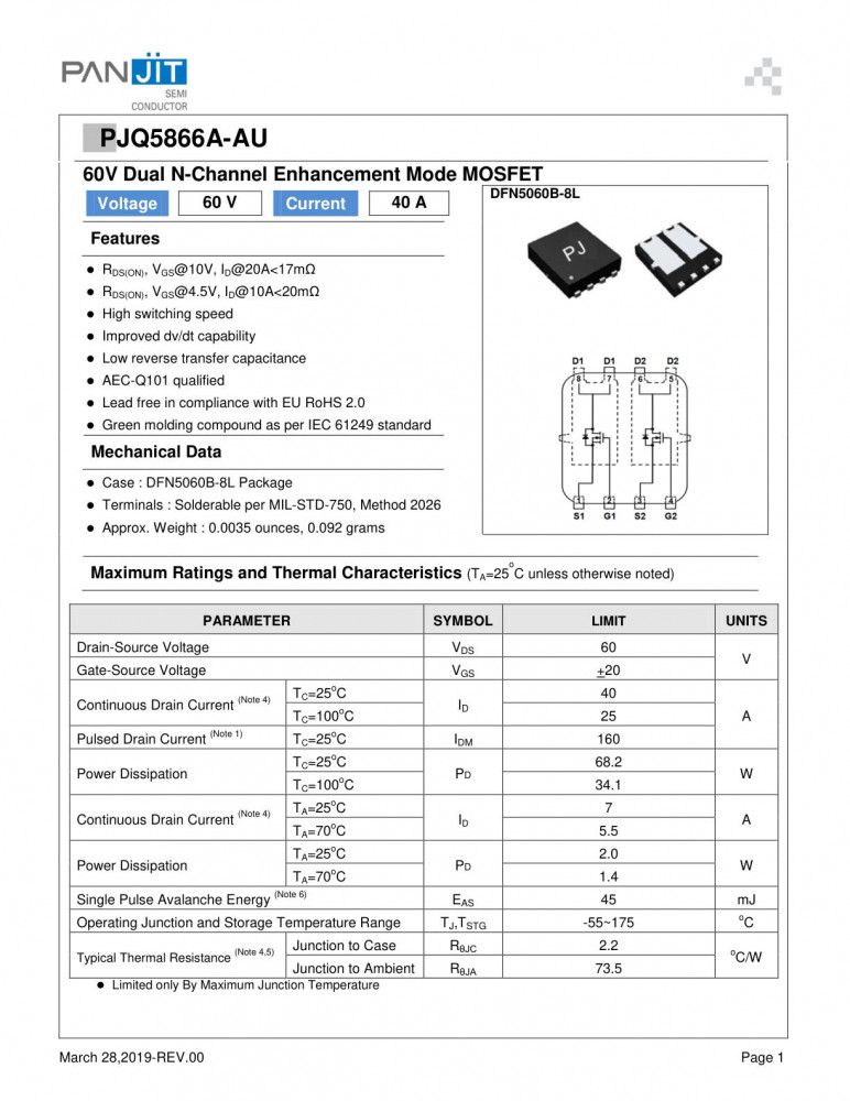 PJQ5866A-AU datasheet page 1