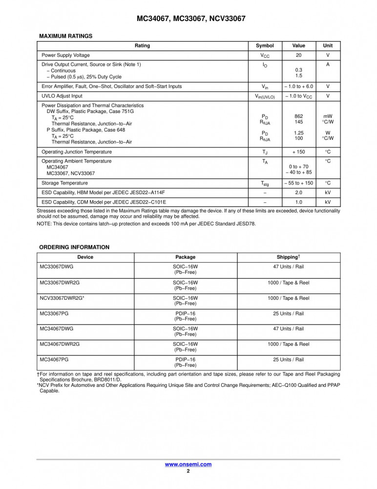 MC33067 datasheet page 2