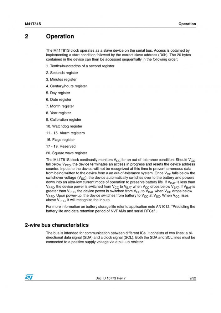 M41T81S datasheet page 9