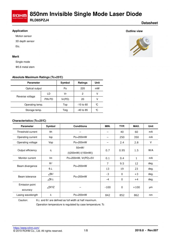 RLD85PZJ4-00A technical document page 1