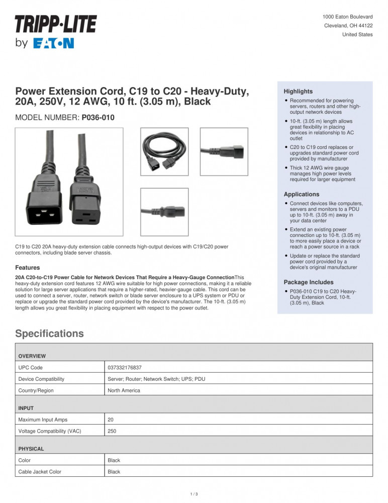P036-010 technical document page 1