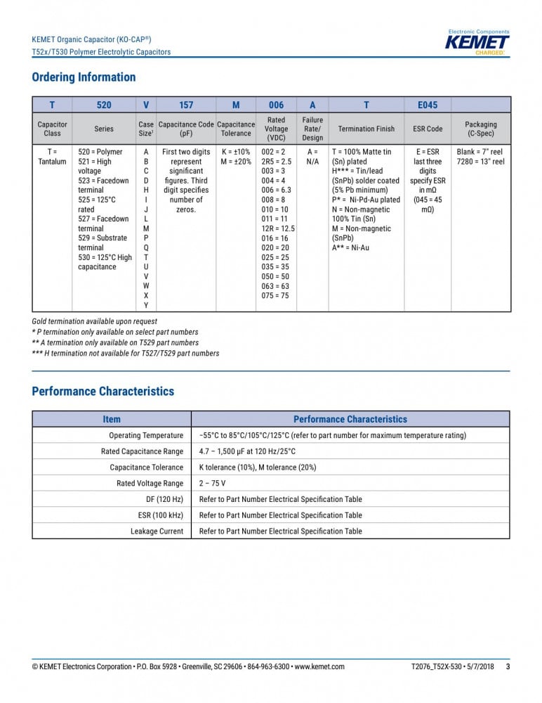 KEMET T521 KO-CAP datasheet page 3