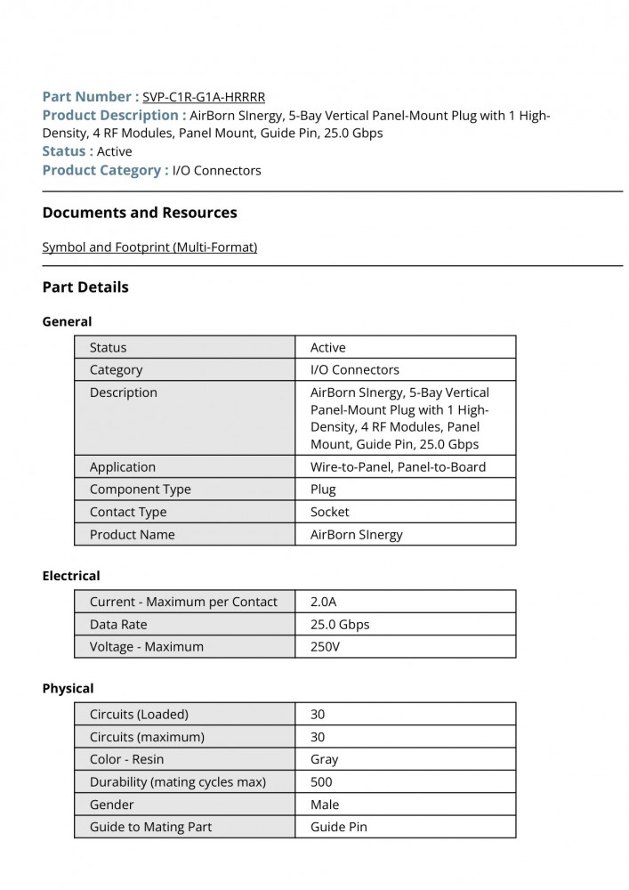 SVP-C1R-G1A-HRRRR technical document preview, page 1