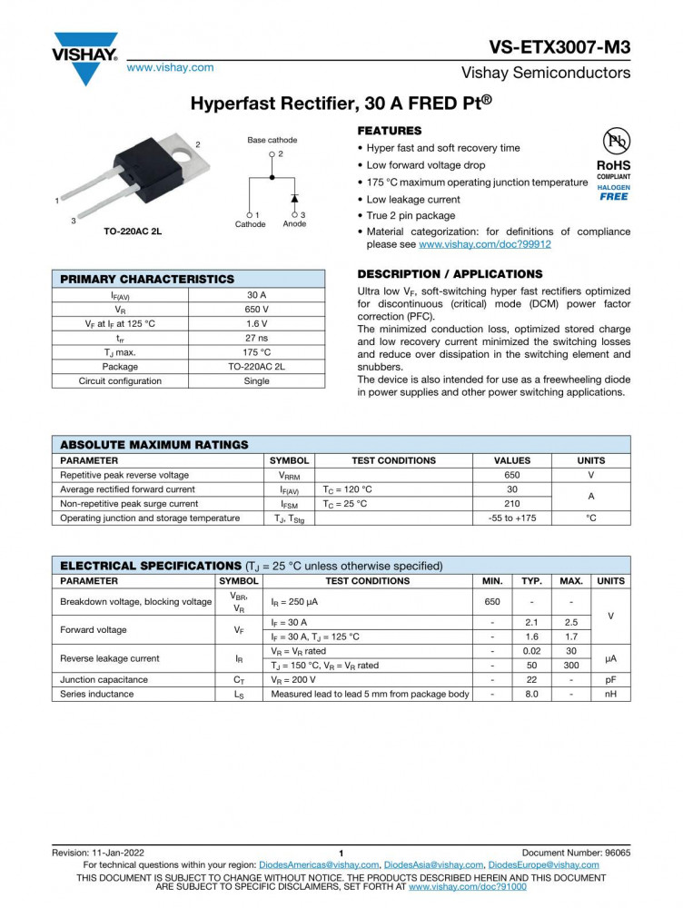 VS-ETX3007-M3 datasheet page 1