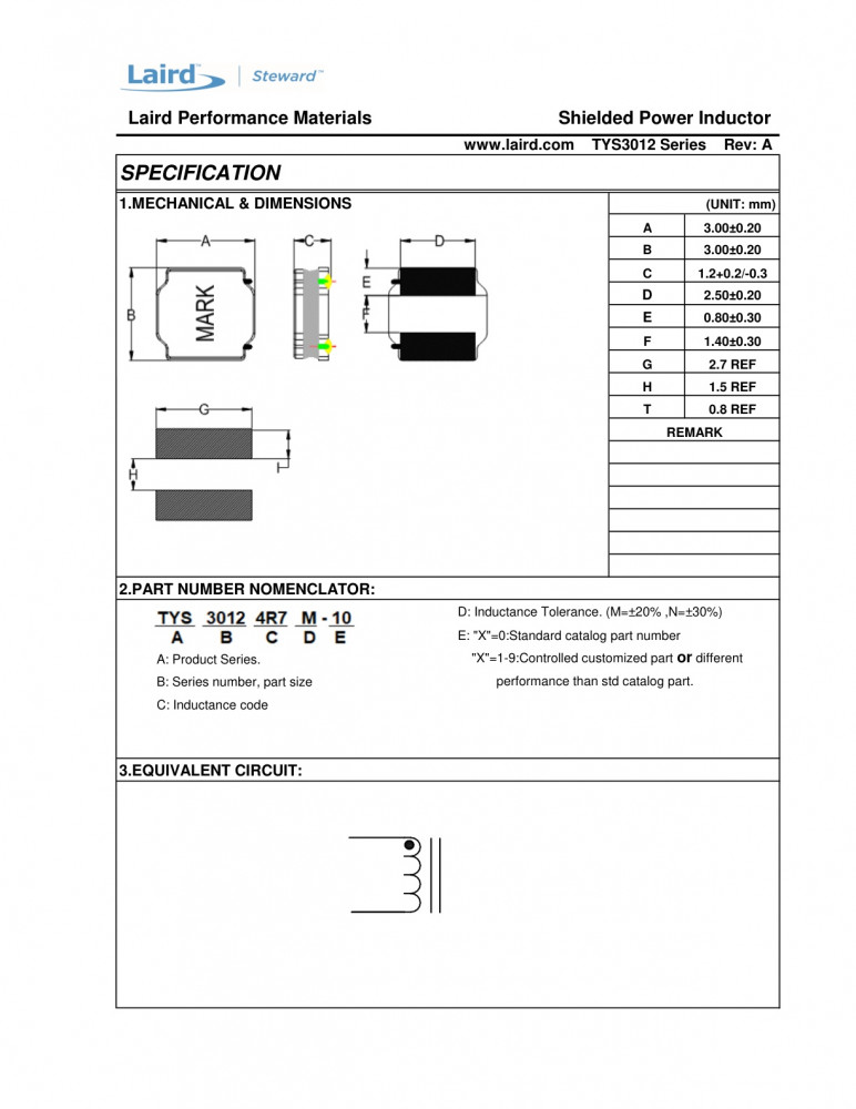 TYS3012 datasheet page 2