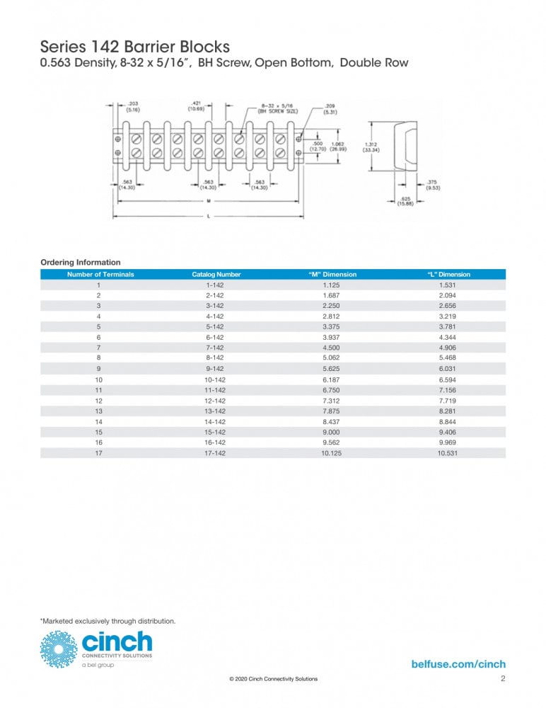 CINCH Series 142 barrier block document page 2