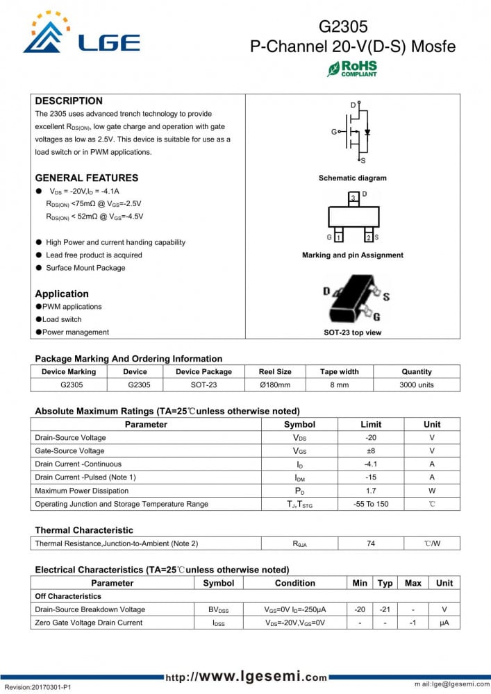 G2305 datasheet page 1