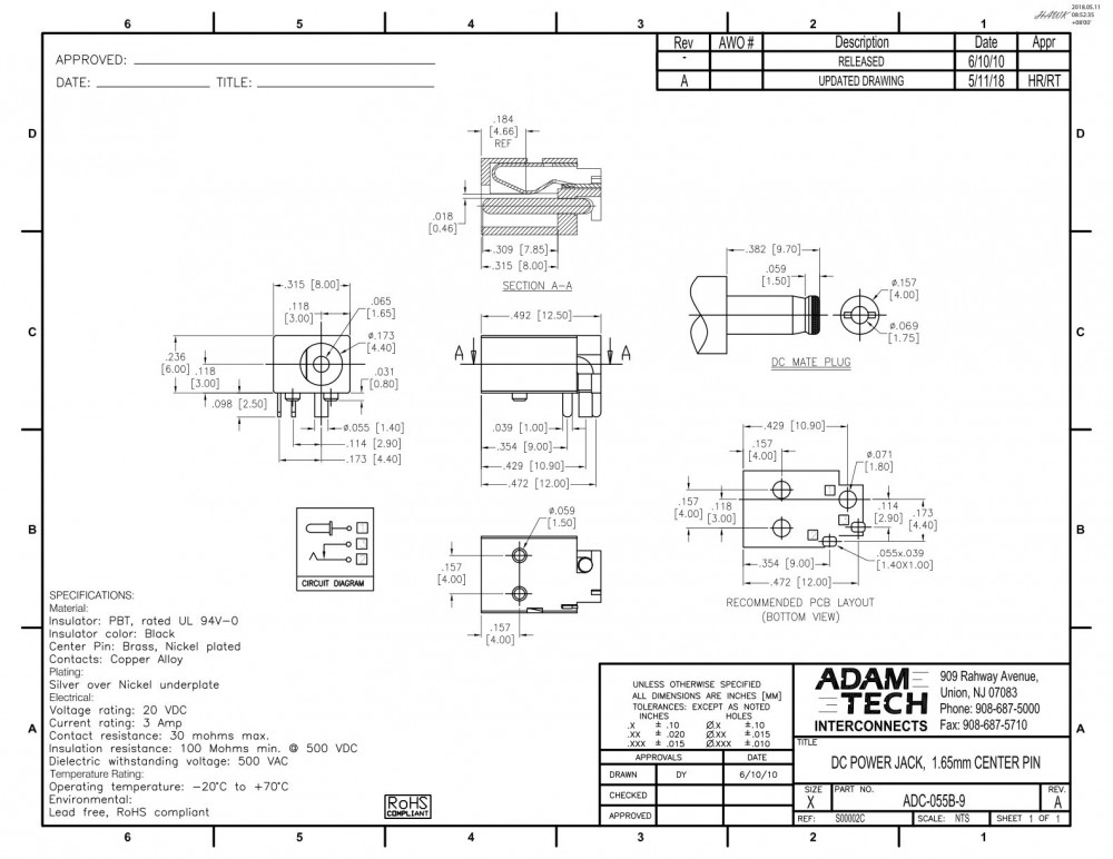 ADAM TECH ADC-055B-9 technical document preview
