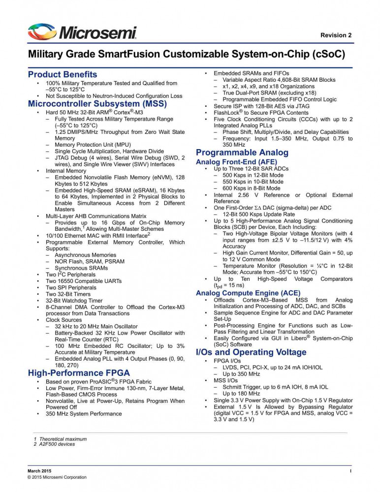 A2F500-DEV-KIT-2 technical document page 1