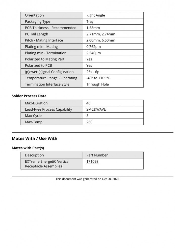 Technical document image 3 for MOLEX 1710970001