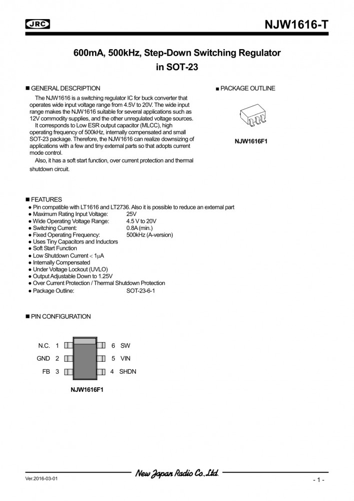NJW1616 datasheet page 1