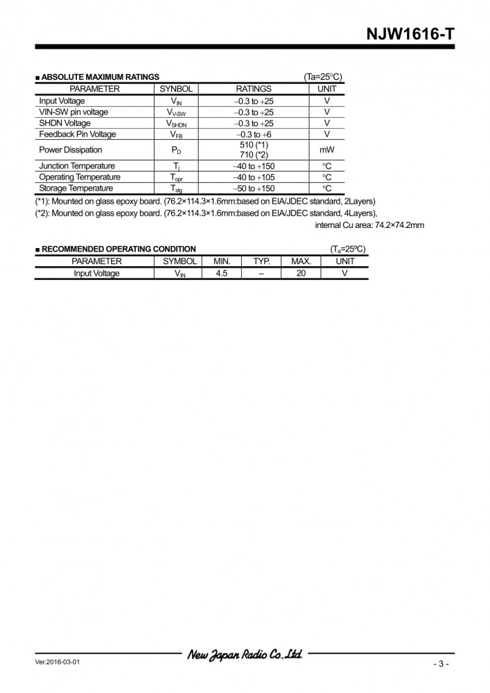NJW1616 datasheet page 3