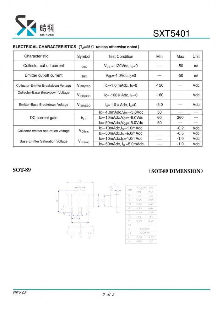 SXT5401 datasheet page 2