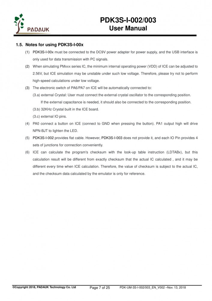 PDK 3S-I-002 manual page 7