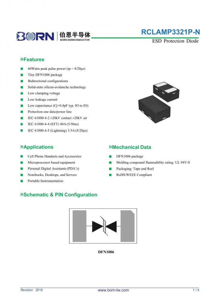 RCLAMP3321P-N datasheet page 1