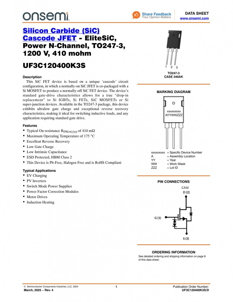 UF3C120400K3S datasheet page 1