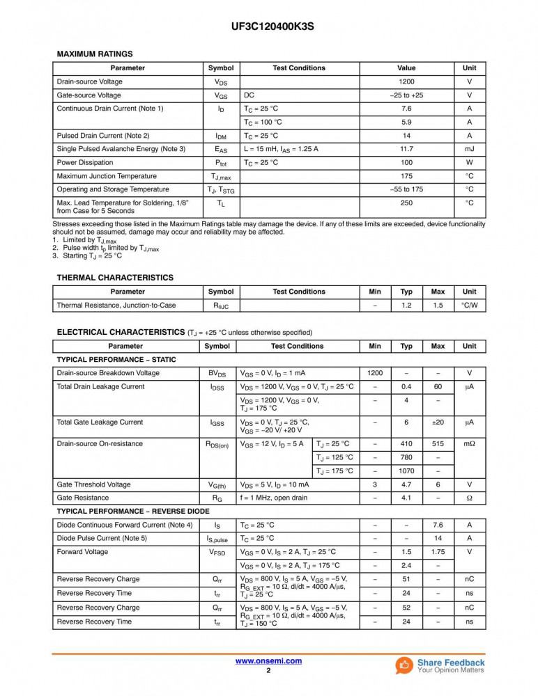 UF3C120400K3S datasheet page 2