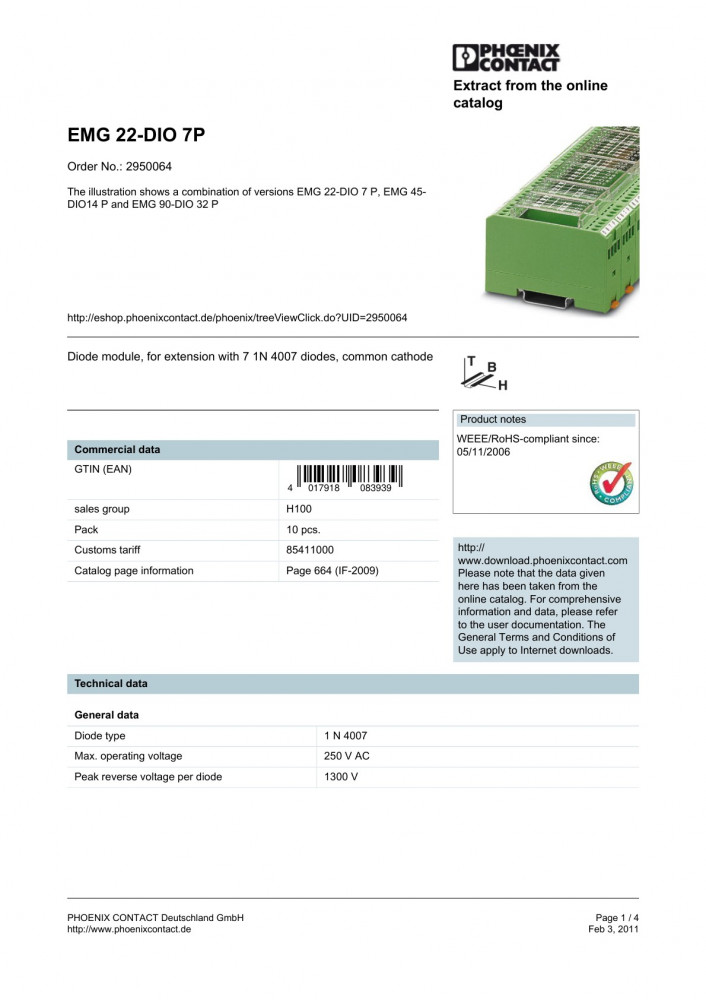 Phoenix Contact 2950064 technical document page 1