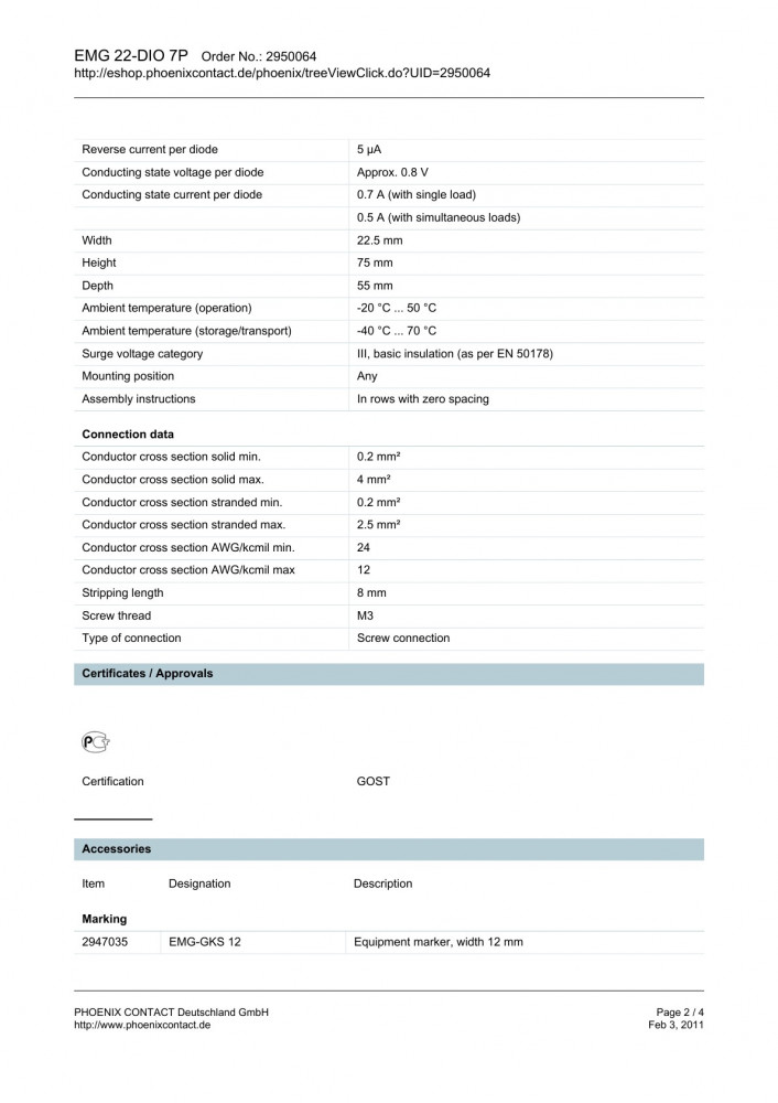 Phoenix Contact 2950064 technical document page 2