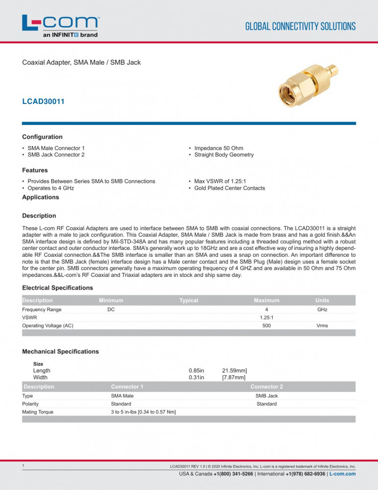 LCAD30011 datasheet page 1