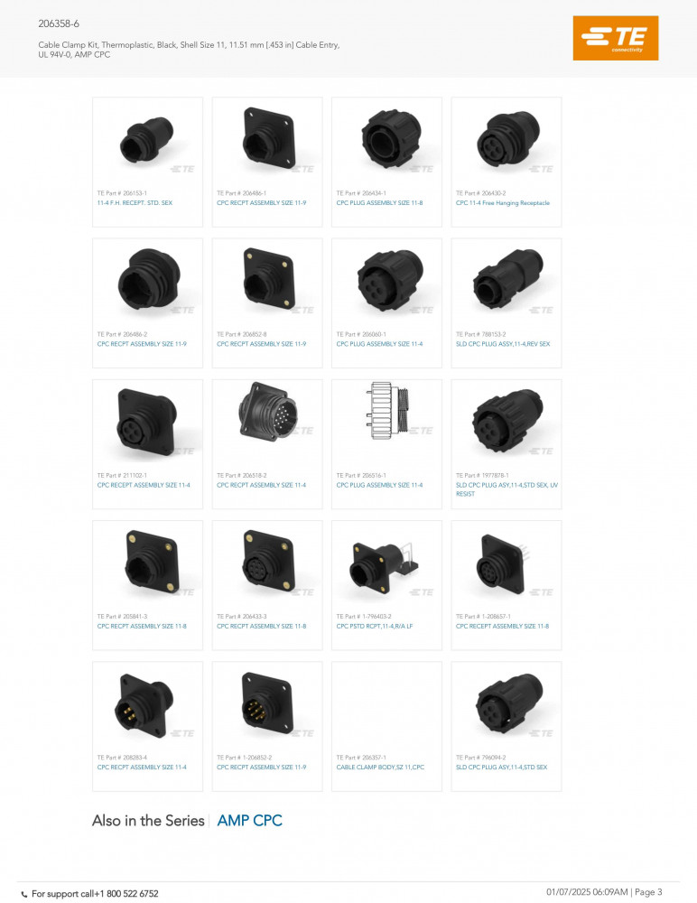 TE Connectivity technical document page 3
