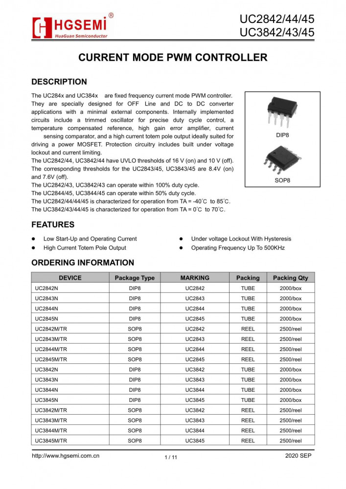 UC2842M/TR technical document page 1