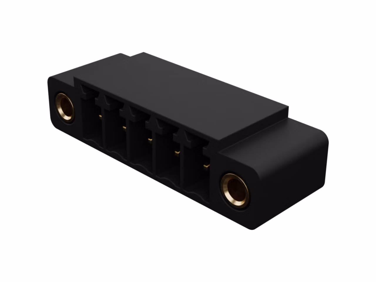 3.50mm Pitch Eurostyle Right-Angle PCB Header, with Threaded Retention Inserts, Gold (Au) Plated, Black, 5 Circuits for sale