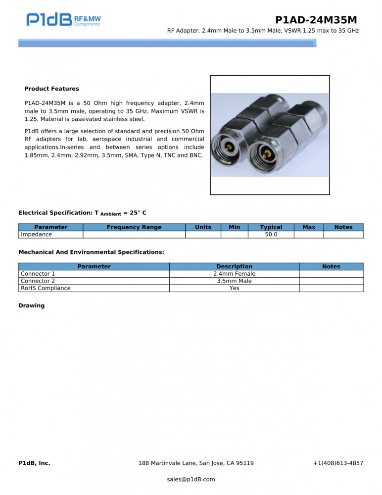 P1AD-24M35M product documentation image, page 1