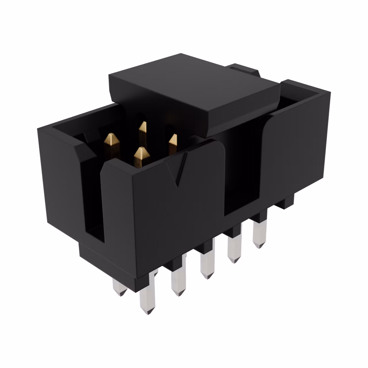 2.00mm Pitch, Milli-Grid PCB Header, Dual Row, Vertical, Through Hole, Shrouded, 10 Circuits, 0.76µm Gold (Au) Plating, 2.50mm Tail Length, Dual Side Slots, Center Polarization, with Cap, Tape and Reel for sale