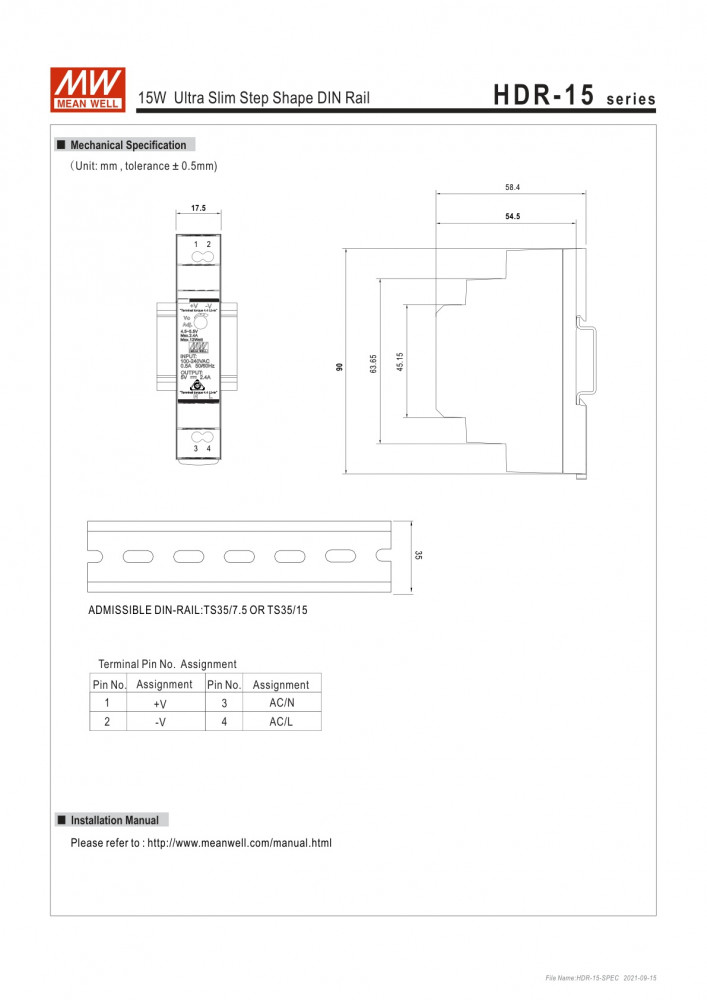 MEAN WELL HDR-15-24 datasheet page 4