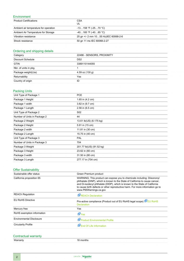 XS530B1PAM12 technical document page 2