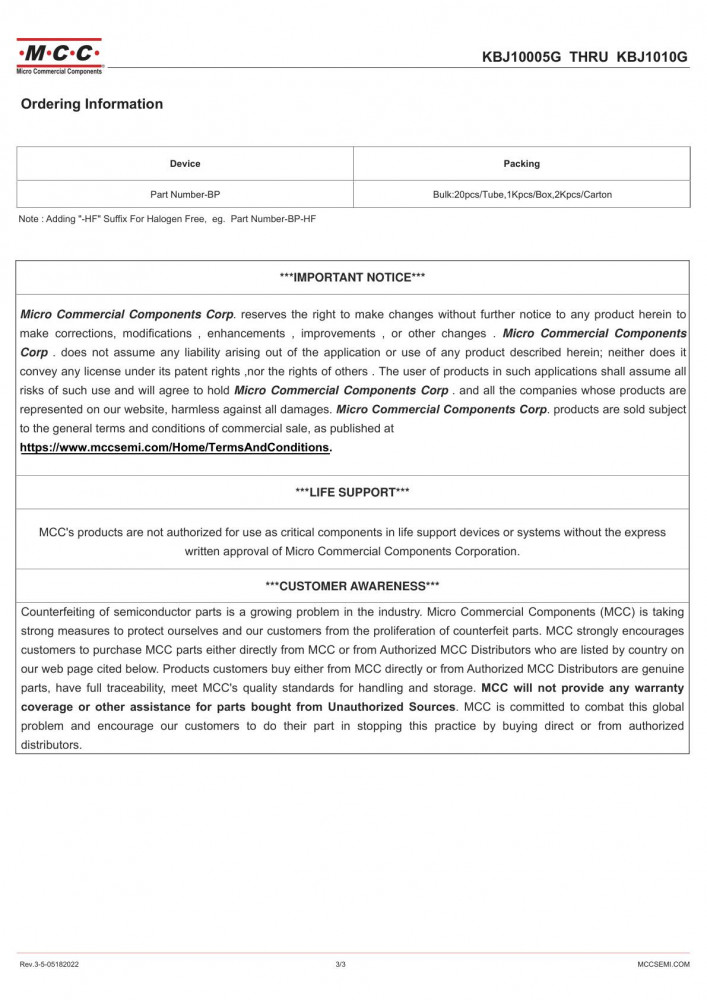 KBJ1010G-BP datasheet page 3
