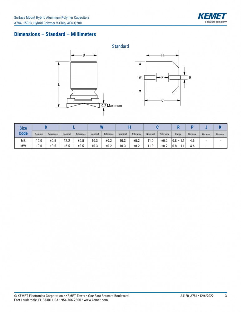 KEMET A784 datasheet page 3