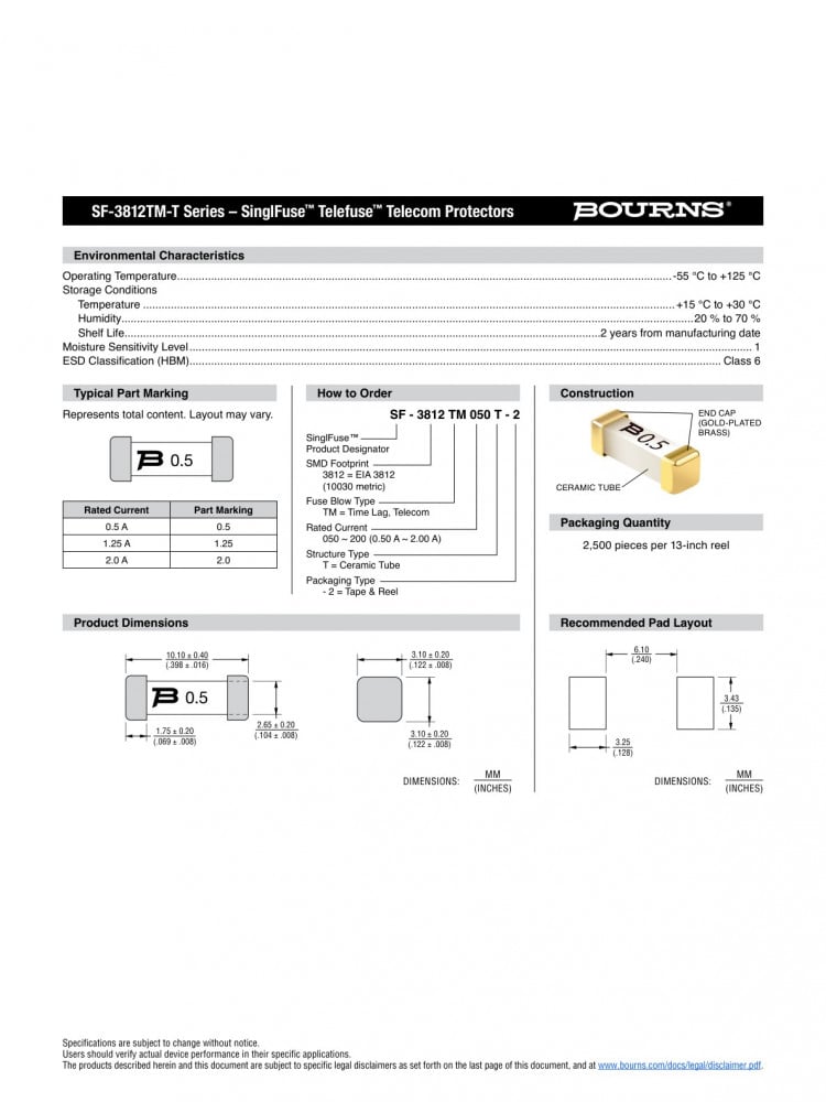 Bourns SF-3812TM125T-2 datasheet page 2