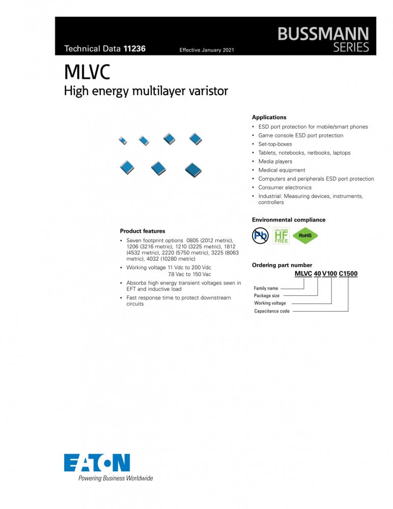 EATON MLVC datasheet page 1