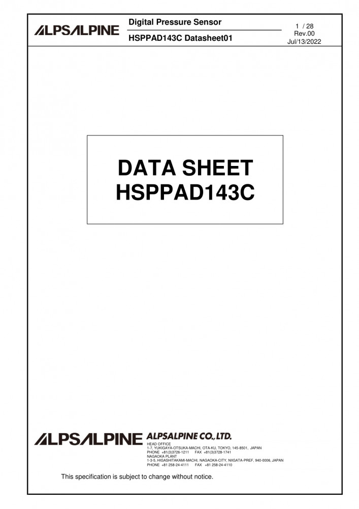 HSPPAD143C datasheet page 1