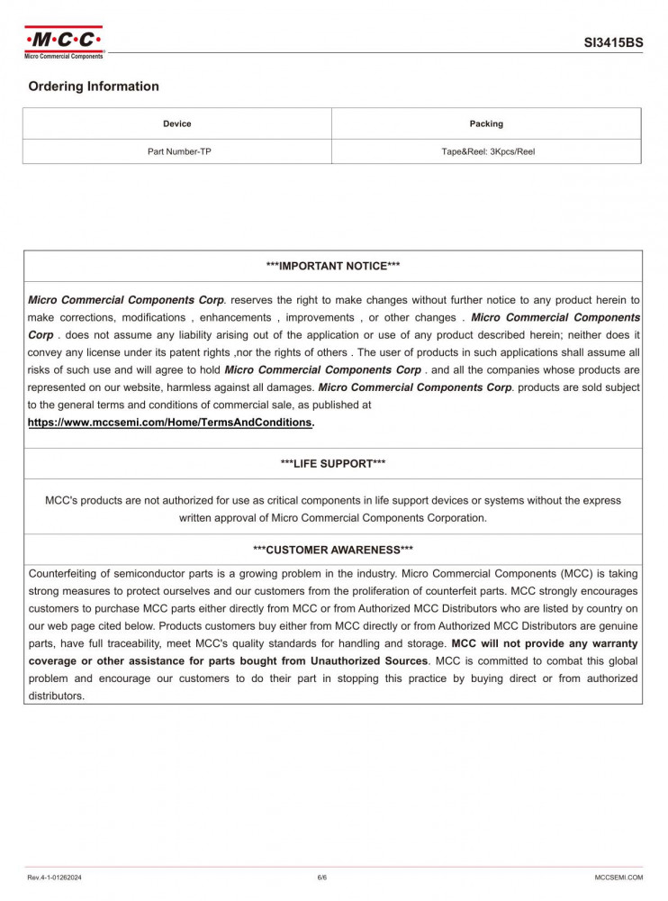 SI3415BS-TP datasheet page 6