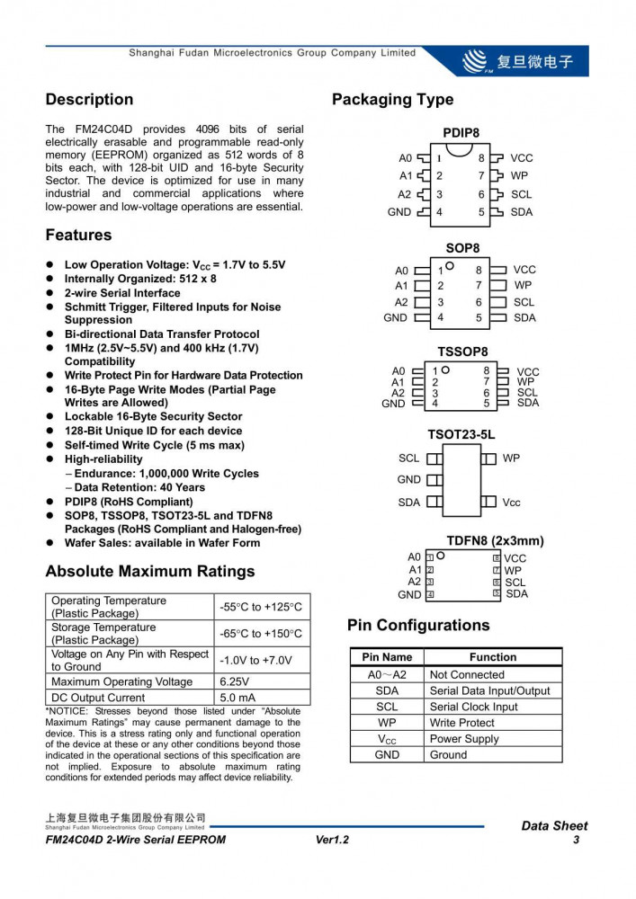 FM24C04D datasheet page 3