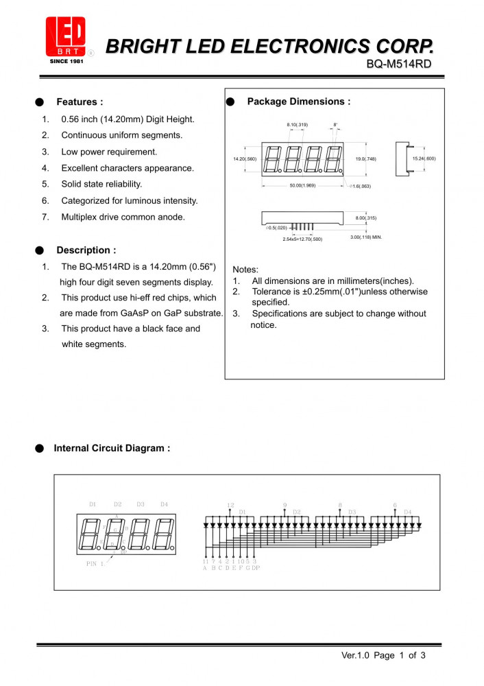 BQ-M514RD technical document, page 1