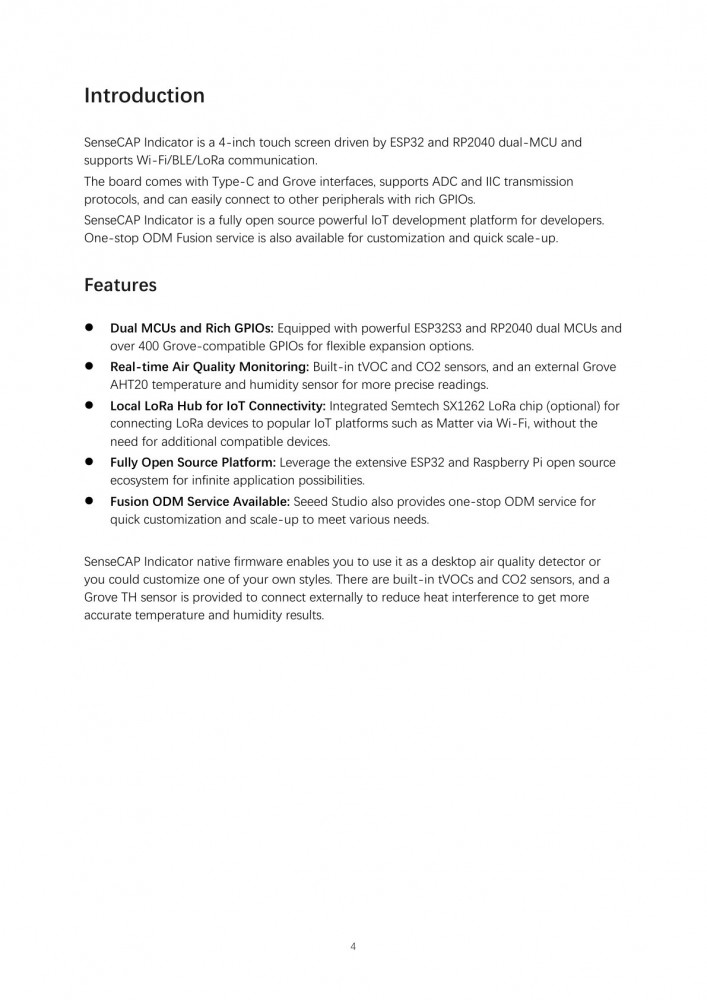 SenseCAP Indicator manual page 5