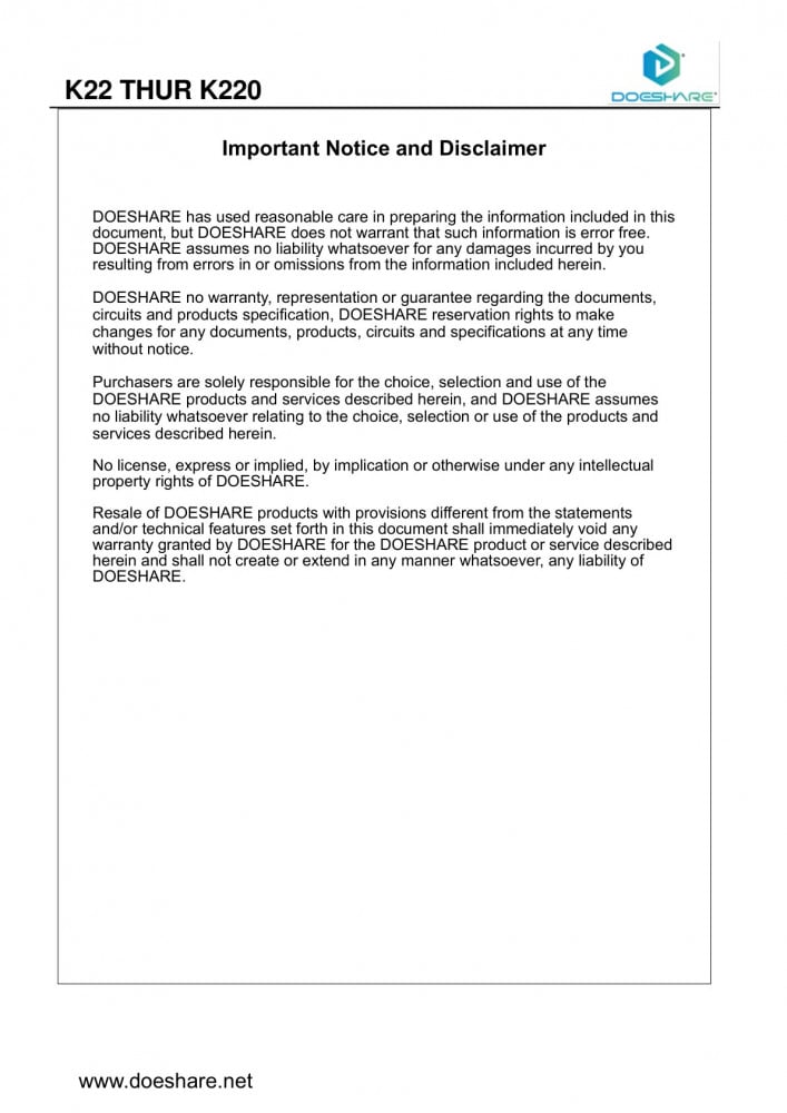 Doeshare K22 datasheet page 4